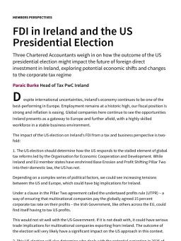 FDI in Ireland and the US Presidential Election