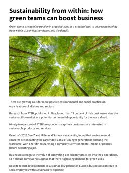Sustainability from within: how green teams can boost business